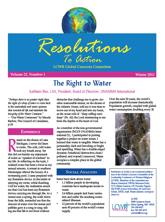 The Right to Water | LCWR