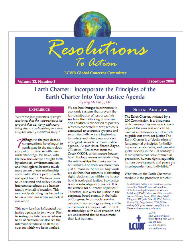 Earth Charter: Incorporate the Principles of the Earth Charter Into ...