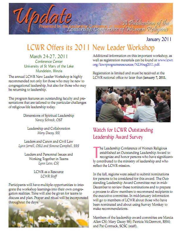 Update (January 2011) | LCWR